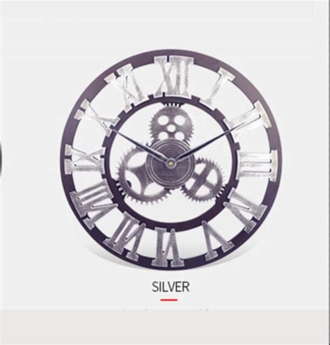 Vintage Industriële Gear Wandklok Ronde 3D Romeins Grandado