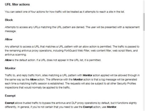 Difference Between Allow And Exempt In Web Filter Fortinet Community