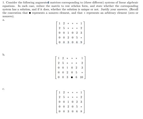 solved consider the following augmented matrices
