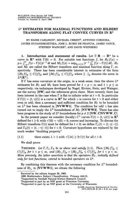 Pdf Lp Estimates For Maximal Functions And Hilbert Transforms Along Flat Convex Curves In