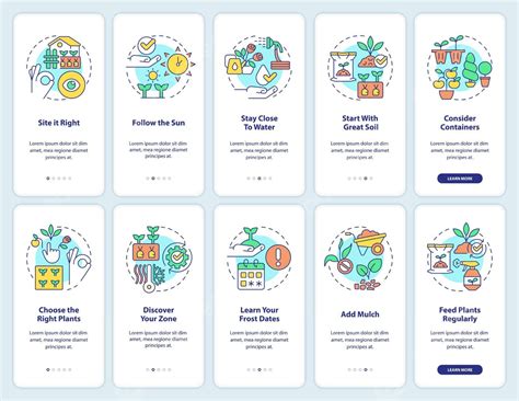 Gardening Tips Onboarding Mobile App Screen Set Banner Site Layout Vector Banner Site Layout
