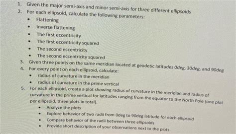 1 given the major semi axis and minor semi axis for