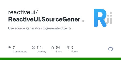 Github Reactiveuireactiveuisourcegenerators Use Source Generators To Generate Objects