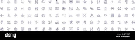 Cross Functional And Collaborative Teams Line Icons Signs Set Design Collection Of