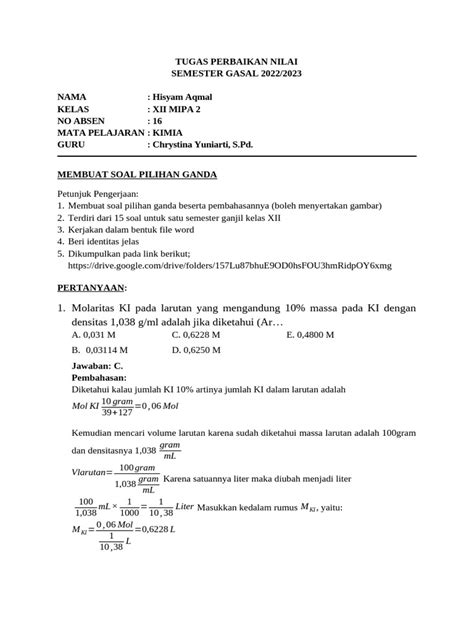 Hisyam Aqmal 16 Xii Mipa 2 Kimia Pdf