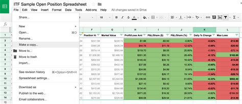 Trading Spreadsheet — Db