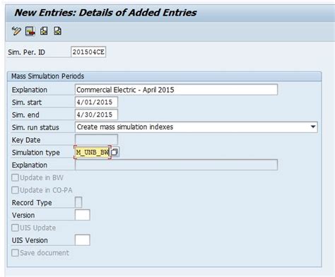 SAP ISU ABAP Unbilled Revenue Step 1 EAMS20 Create Simulation Period ID