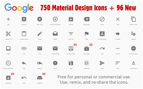 750 Free 96 New Material Design Icons To Use Remix Or Share