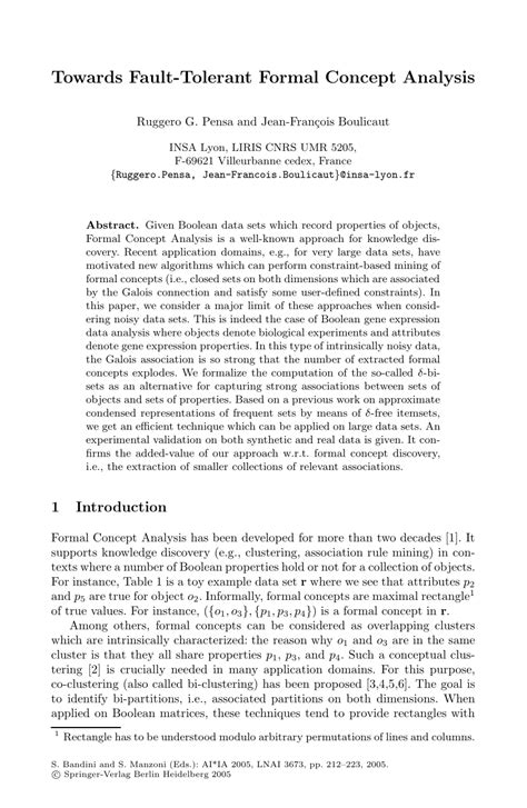 Pdf Towards Fault Tolerant Formal Concept Analysis