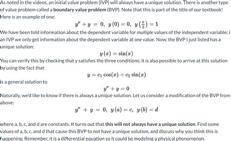 Solved As Noted In The Videos An Initial Value Problem Chegg Com