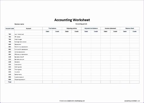 Double Entry Accounting Excel Template