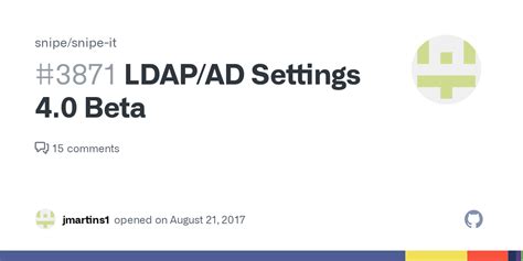 LDAP AD Settings Beta Issue Snipe Snipe It GitHub