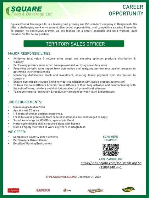 Abu Talha Zobair On Linkedin Square Foodandbeverage Ltd Is Hiring Sales Freshers Position