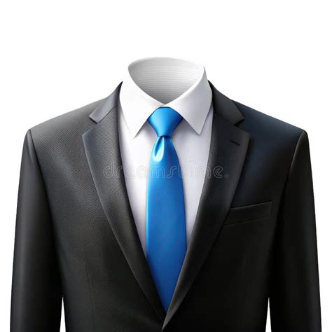 Black Business Suit With White Shirt And Blue Tie Isolated On White