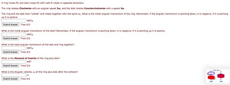solved side view initial final a ring mass m and disk