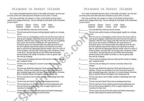 Stranded On Desert Islands Esl Worksheet By Dennypackard