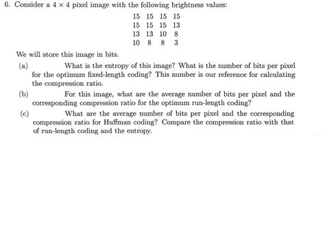 Solved Consider A 4×4 ﻿pixel Image With The Following