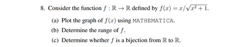 Solved Consider The Function F RR Defined By Chegg