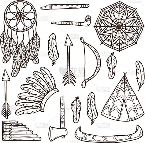 印第安人手绘图标