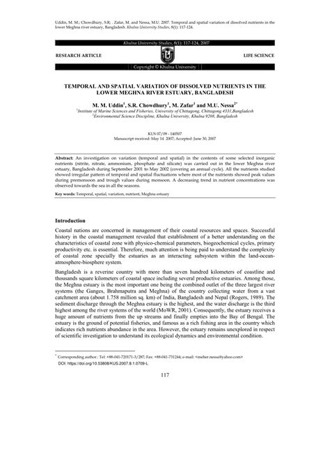 (PDF) TEMPORAL AND SPATIAL VARIATION OF DISSOLVED NUTRIENTS IN THE ...