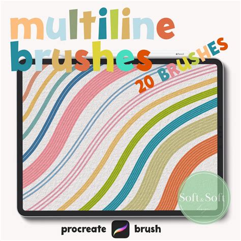 Procreate Multi Line Brush Set Multiline Brush Bundle Rainbow Brushes For Procreate Paper