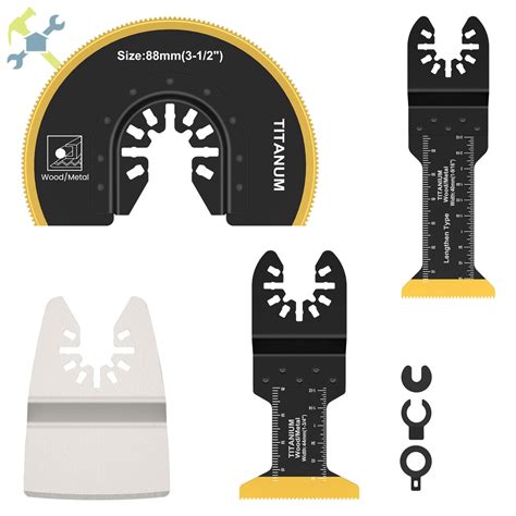 4pcs Titanium Bi Metal Oscillating Saw Blade Set Multipurpose Extra Long Oscillating Multitool