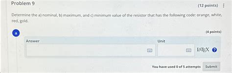 solved problem 9 12 ﻿points ﻿ determine the a ﻿nominal b