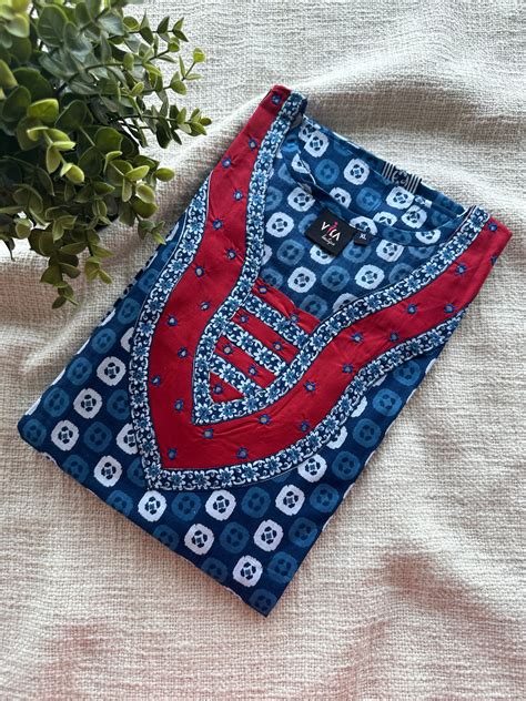 Xl Size Mirror Work Printed Cotton Nighty Vika Boutique