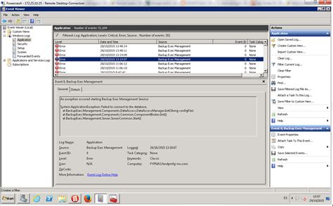 Problem With Backup Exec The Backup Exec Datab VOX