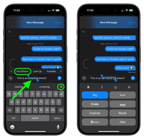 ios 18 how to use new text effects in messages macrumors