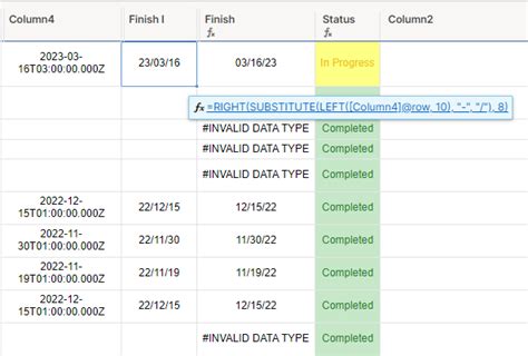 A Date Column Doesn T Recognize A Date Structure Even Though I M Using The DATE Formula