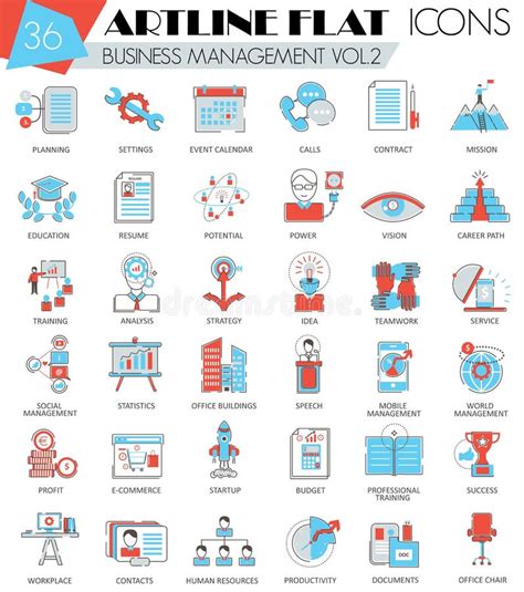 Vector Business Management Ultra Modern Outline Artline Flat Line Icons For Web And Apps Stock