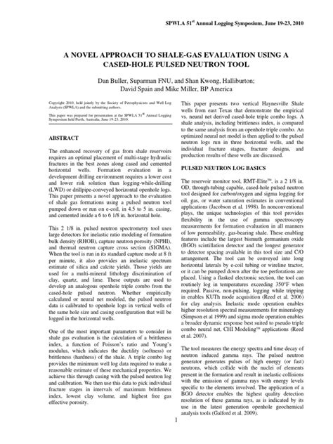 A Novel Approach To Shale Gas Evaluation Using A Cased Hole Pulsed