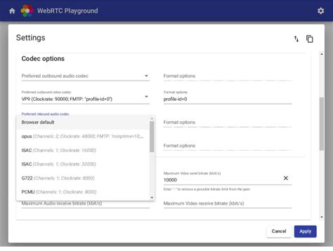 Settings Dialogue With Codec And Bitrate Options Download Scientific Diagram