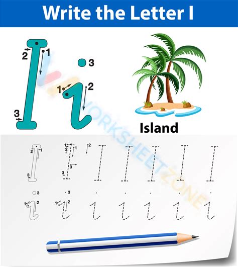 Write Letter I Island Worksheet