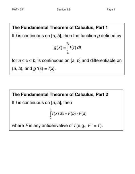 second fundamental theorem of calculus