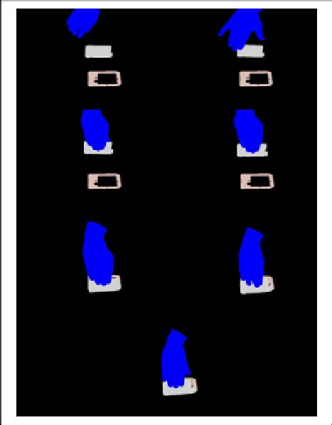 keyframes extracted for experiment with hand overlapping one object
