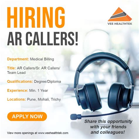 vee healthtek on linkedin job opening for ar caller sr ar caller