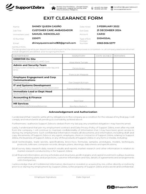 exit clearance form casiño pdf