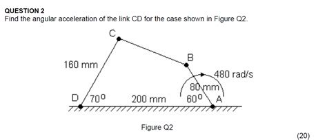 Solved QUESTION Find The Angular Acceleration Of The Link Chegg