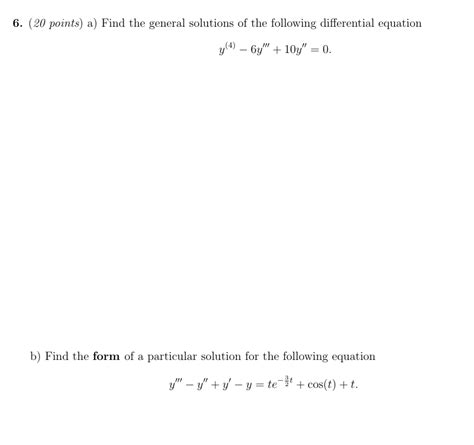 Solved Find The General Solutions Of The Following Differ