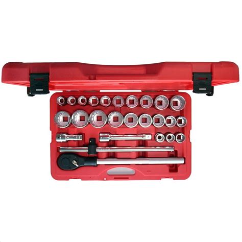 27 PIECE SOCKET SET 3 4 SQUARE DRIVE METRIC SAE Jimy Tools