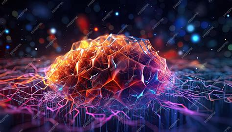 Premium Photo Abstract Neon Neural Network Futuristic Artificial Brain Technology Concept