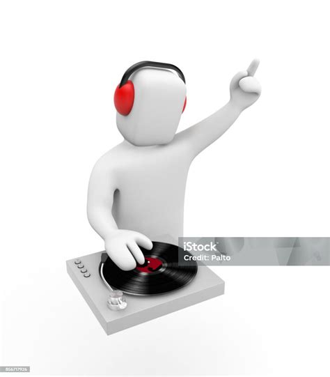 파티에 직장에서 Dj입니다 백색에 절연 되어 있습니다 3 차원 일러스트 레이 션 남자에 대한 스톡 사진 및 기타 이미지 남자 스핀 접시 Istock