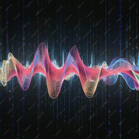 Premium Photo Abstract Colorful Rhythmic Digital Sound Wave With Binary Code On Black