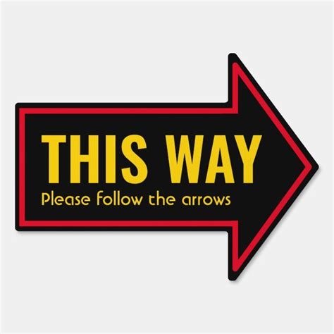 Simple This Way Follow Arrows Custom Black Yellow Sign Zazzle