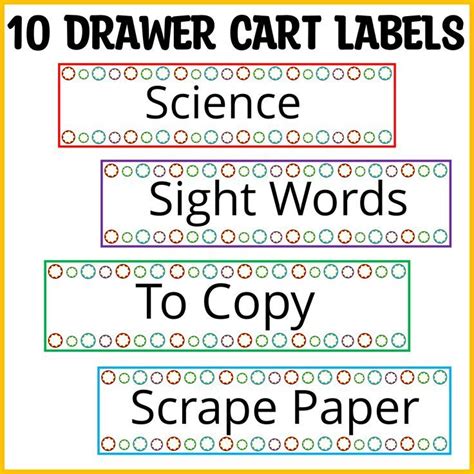 10 Drawer Cart Labels Printable 10 Drawer Cart Label Editable