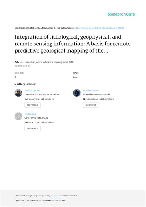 Pdf Integration Of Lithological Geophysical And Remote Sensing