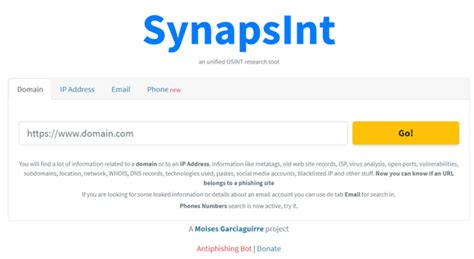 how to check if a domain ip and email is safe with synapsint itigic