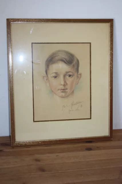 TABLEAU PORTRAIT DE jeune garçon signé EUR PicClick FR